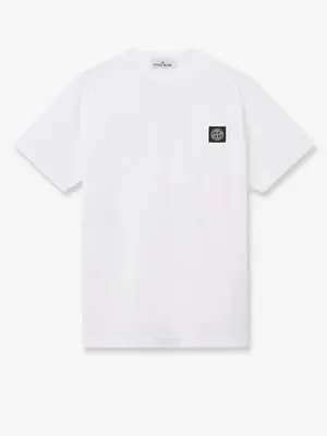 Stone Island Stone Island Men Cotton T-Shirt With Front Logo Patch White