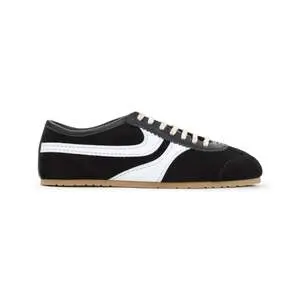 Dries Van Noten Suede And Leather Overlay Sneakers - Black