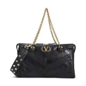 Valentino Garavani Panthea Lambskin Tote Bag With Gold-toned Hardware - Black