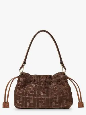 Fendi Mamma Baguette Medium Raffia Handbag With Ff Embroidery