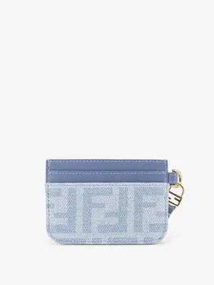 Fendi Denim Baguette Card Holder With Ff Motif - Multicolor