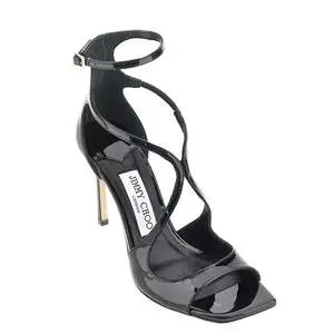 JIMMY CHOO Azia Patent Leather Sandals - Black