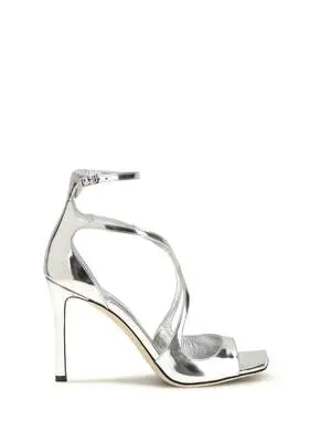 JIMMY CHOO Azia Patent Leather Sandals - Silver