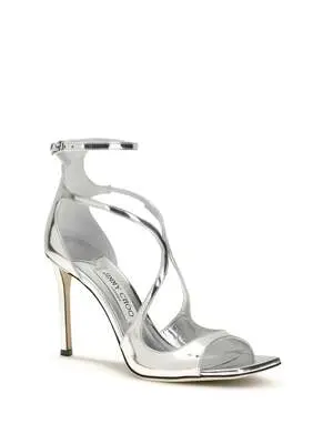 JIMMY CHOO Azia Patent Leather Sandals - Silver