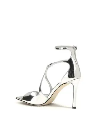 JIMMY CHOO Azia Patent Leather Sandals - Silver