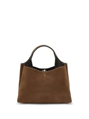 TOD'S Suede Handbag With T Timeless Accessory - Brown