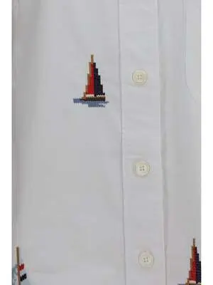 Thom Browne Oversized Sailboat Embroidered Shirt - White
