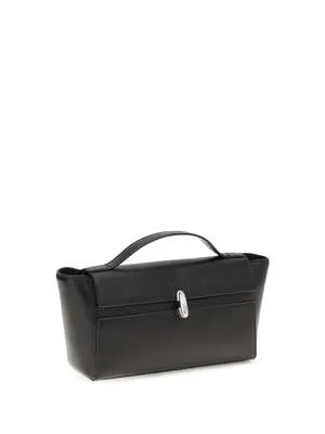Savette Symmetry Trapeze Clutch In Smooth Leather - Black