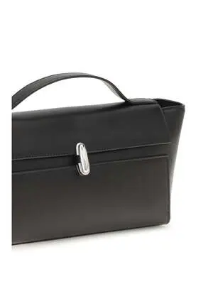 Savette Symmetry Trapeze Clutch In Smooth Leather - Black