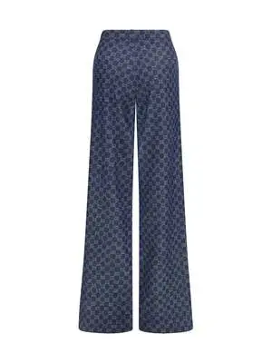 Gucci Gg Cotton Jacquard Denim Pants - Blue