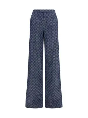 Gucci GG Cotton Jacquard Denim Pants Blue