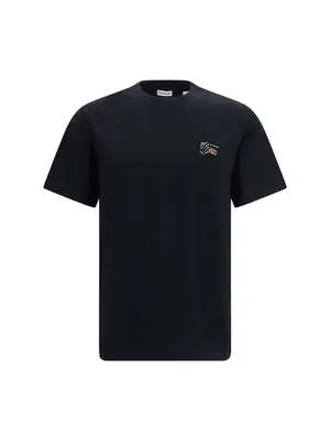 Burberry Embroidered Logo Cotton T-shirt - Black