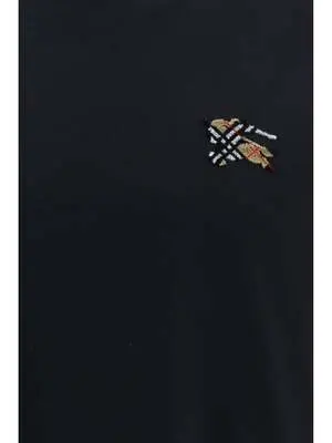 Burberry Embroidered Logo Cotton T-shirt - Black