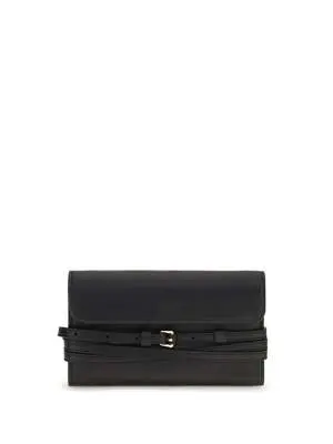 Moschino Leather Wallet With Buckle Detail - Black