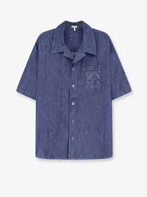 Loewe Blue Denim Shirt With Embroidered Anagram Logo - Multicolor