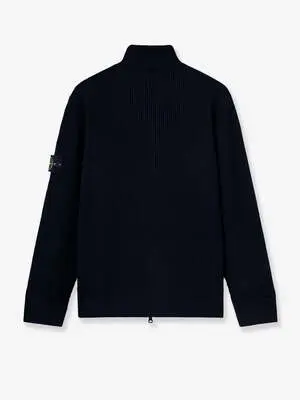 Stone Island Virgin Wool Cardigan With Side Logo Patch - Multicolor