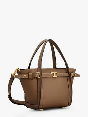 TOD'S T Signature Leather Shopping Bag - Cream