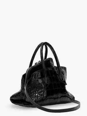 Attico La Passeggiata Mini Croc Effect Leather Handbag - Black