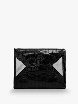 Attico La Passeggiata Mini Croc Effect Leather Handbag - Black