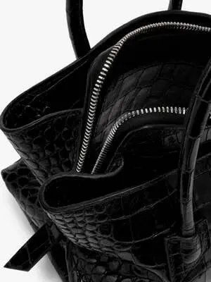 Attico La Passeggiata Mini Croc Effect Leather Handbag - Black