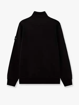 Stone Island Cotton Sweatshirt With Side Logo Patch - Black