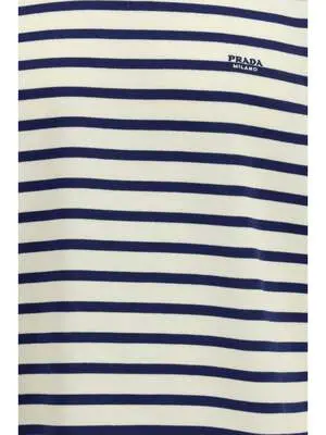 Prada Striped Crew Neck Short Sleeve Cotton Sweater