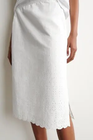 Cos Eyelet Cotton-linen Midi Skirt