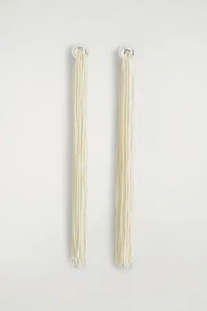 Cos Tasseled Dangle Earrings With Silver-plated Sphere - Yellow