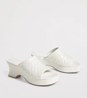 Bottega Veneta Lambskin Rosita Wedge Mules - White