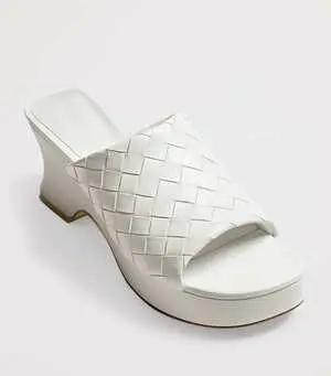 Bottega Veneta Lambskin Rosita Wedge Mules - White
