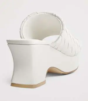 Bottega Veneta Lambskin Rosita Wedge Mules - White