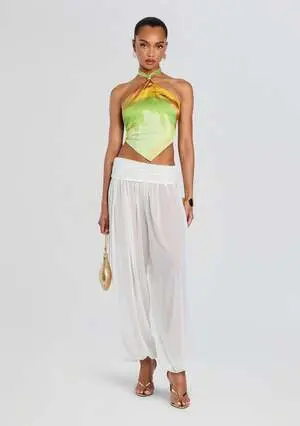Retrofete Jamie Silk Halter Top - Pera Brushstroke