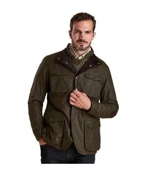 Barbour Logo Embroidered High-neck Jacket - Black
