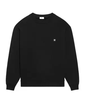Celine Cotton Fleece Sweatshirt - Black/white/red