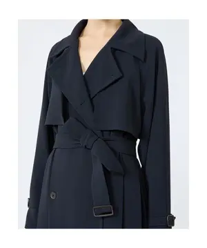 Max Mara Double-breasted Compact Cady Trench Coat - Midnight Blue