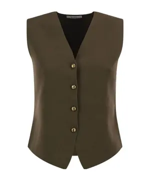 Max Mara Fuggito Buttoned V-neck Vest - Green