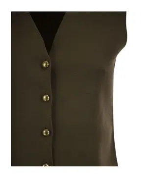 Max Mara Fuggito Buttoned V-neck Vest - Green