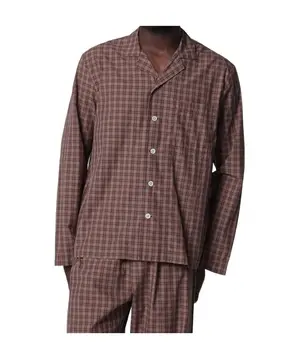 TEKLA Plaid Pajama Shirt - Brown