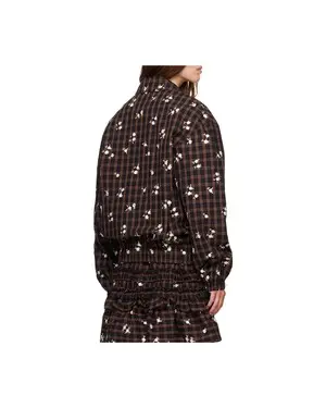 GANNI Checked Printed Zip-up Bomber Jacket - Black