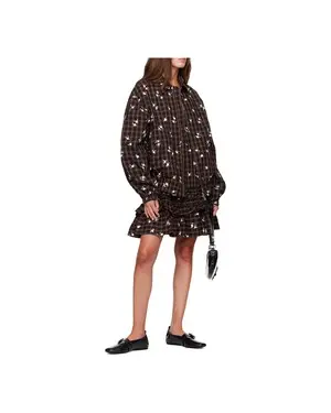 GANNI Checked Printed Zip-up Bomber Jacket - Black