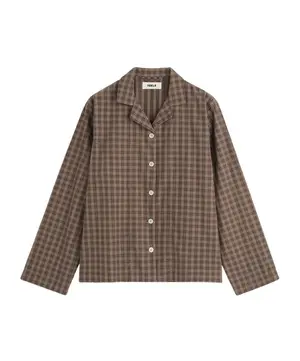 TEKLA Plaid Shirt Pajamas - Brown