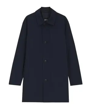 Hugo Boss Regular-fit Coat In Patterned Stretch Fabric