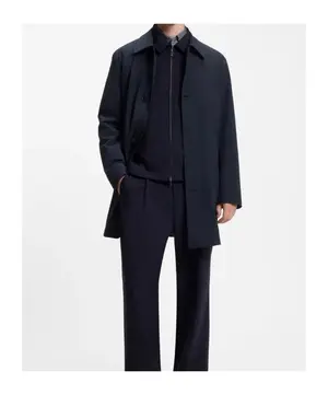 Hugo Boss Regular-fit Coat In Patterned Stretch Fabric