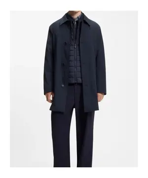 Hugo Boss Regular-fit Coat In Patterned Stretch Fabric