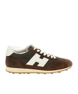 Hogan Round-toe Lace-up Suede And Technical Fabric Sneakers