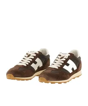 Hogan Round-toe Lace-up Suede And Technical Fabric Sneakers