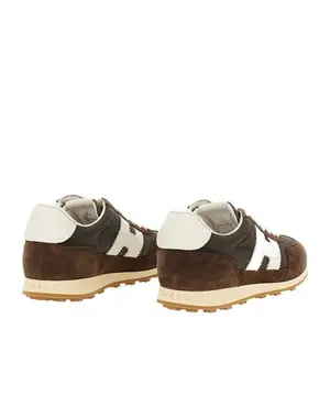 Hogan Round-toe Lace-up Suede And Technical Fabric Sneakers