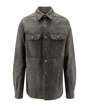 Rick Owens Collared Long-sleeved Casual Jacket - Black