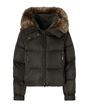 Pinko Faux-fur Puffer Jacket - Black