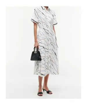Tommy Hilfiger Rope Print Twill Midi Shirt Dress